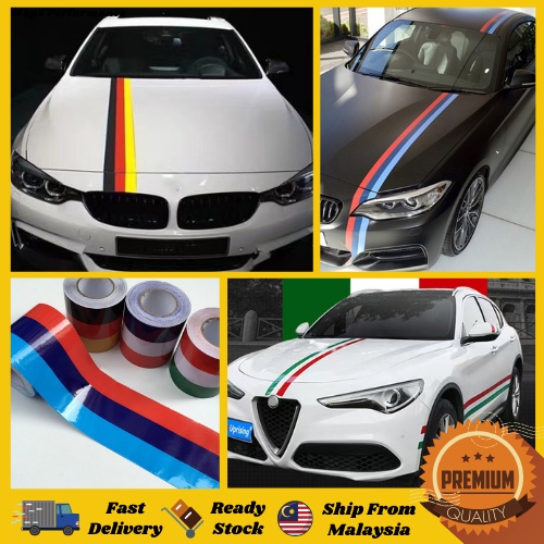 1 Meter Coloured Germany Italy France Flag BMW M Striped Car Hood Body ...
