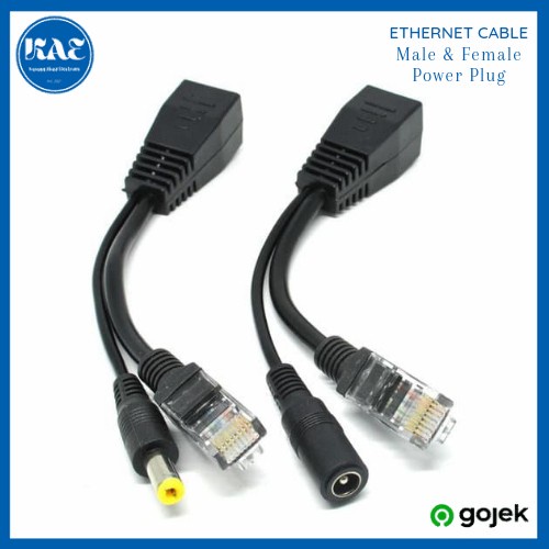 Passive PoE Power Over Ethernet Cable with Male & Female Power Plug ...