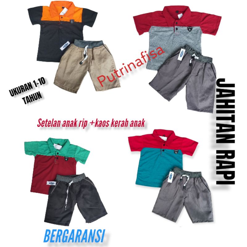 Short dril rip Suit + Child Combination Collar Shirt | Shopee Philippines