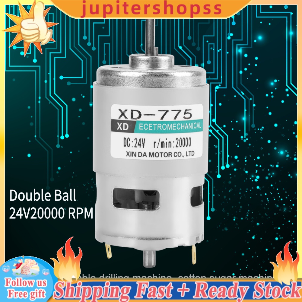 Jupiter Brush DC Motor XD-775 12V/24V High Speed Low Noise Double Ball ...
