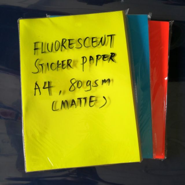 (50pcs) Neon Color Sticker Paper A4/80gsm/matte For inkjet printer ...