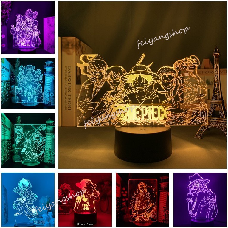 One Piece Luffy Zoro Ace Figure 16 Colors Night Light Anime LED Color ...