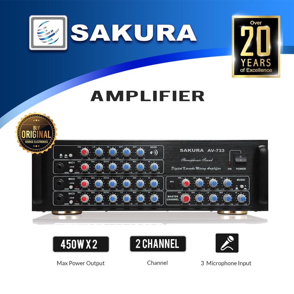 Sakura AV-733 Stereo Mixing Amplifier (VPROMO) | Shopee Philippines