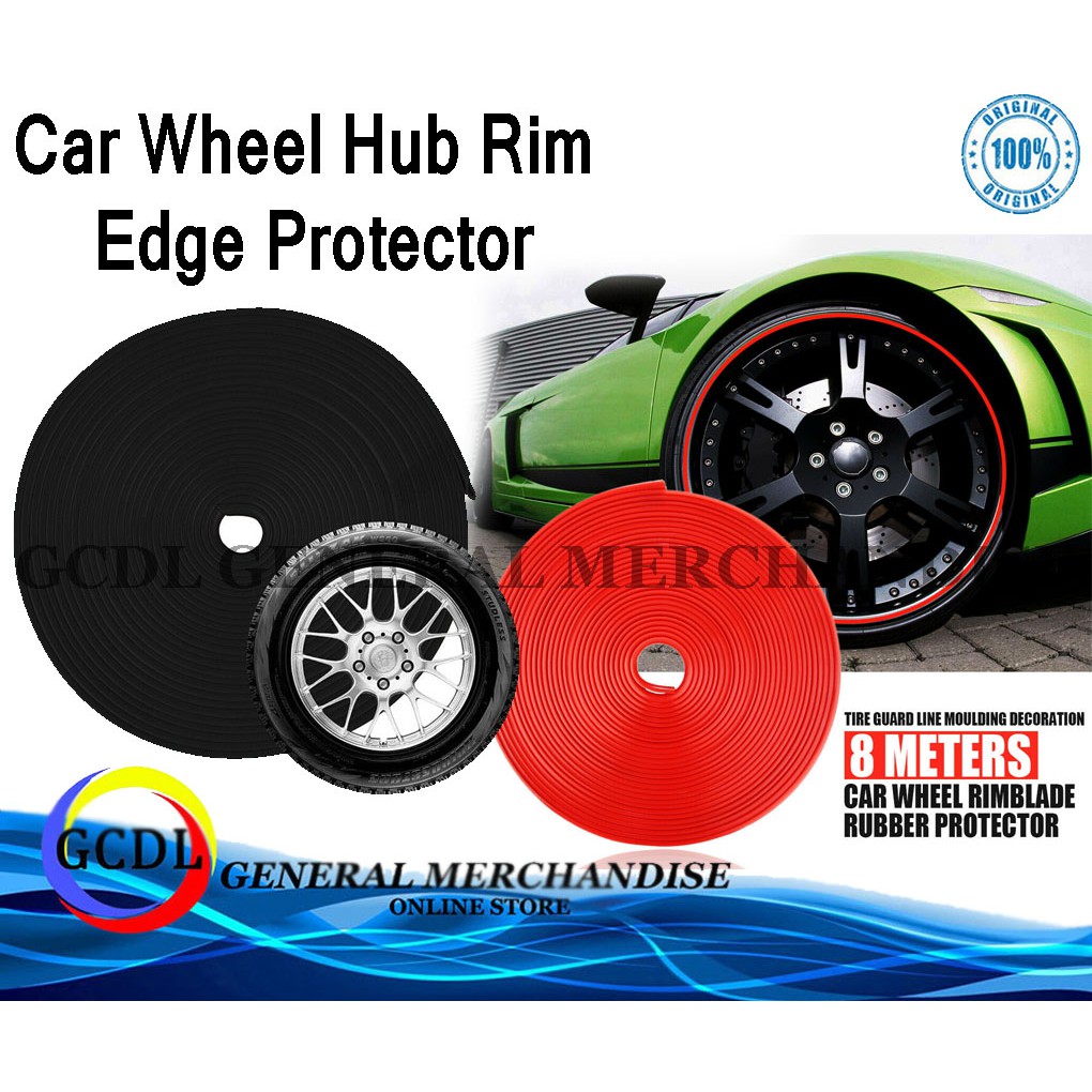 8m Car Wheel Hub Rim Edge Protector Tire Guard Line Sticker Rubber ...