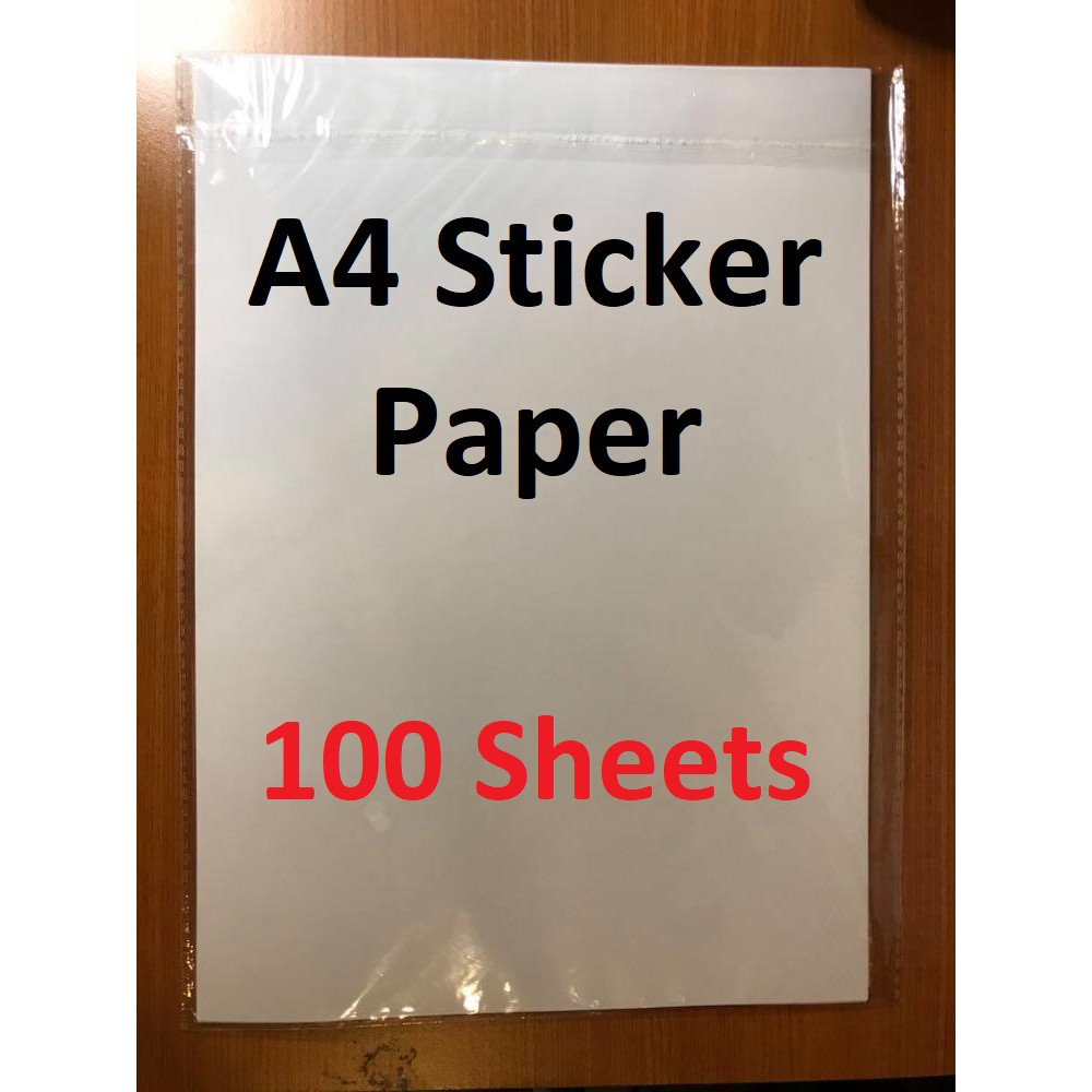 100 Sheets A4 Sticker Paper 80gsm (Matte / Glossy / Kraft) | Shopee ...