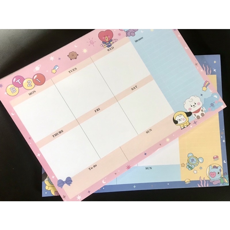 BT21 BTS Weekly Planner Kpop Idol Student Cute Daily Planner Paper ...