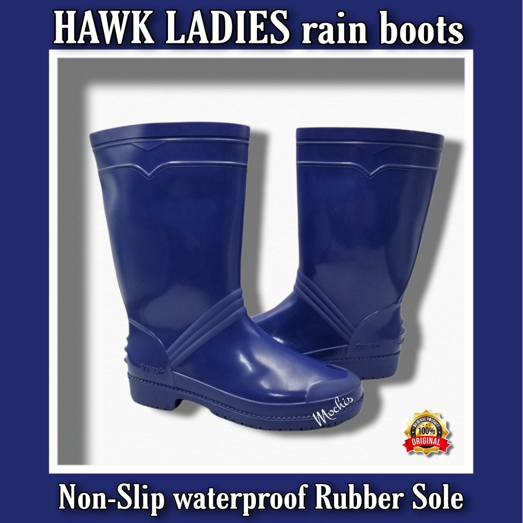 Hawk ladies Knee-High Waterproof Rain boots in solid colors (Navy ...