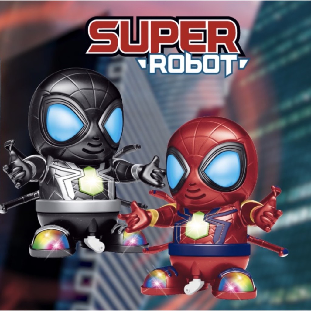 Super robot dancing Spiderman toy with light and music | Shopee Philippines