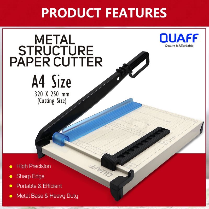 QUAFF PAPER CUTTER METAL STRUCTURE A4 SIZE WITH ADJUSTER AND STOPPER ...