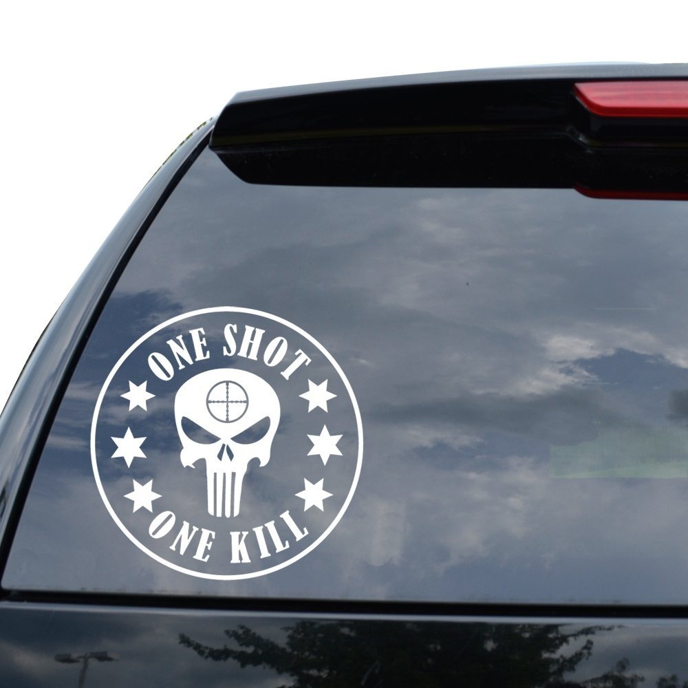 ONE SHOT ONE KILL SNIPER PUNISHER SKULL CROSSHAIR Decal Sticker Car ...