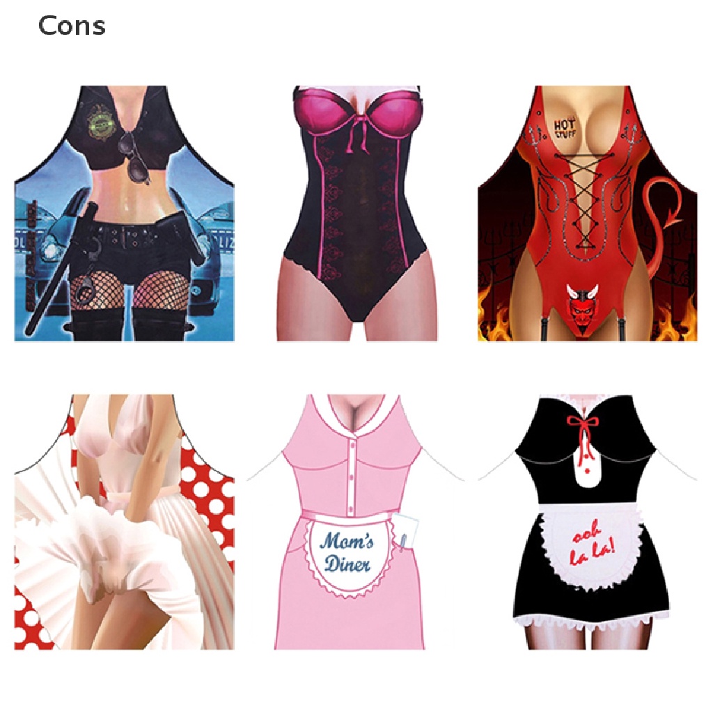 [cons] 1pc Kitchen Sexy Apron Woman Funny Cooking Baking Party Cleaning Cute Aprons Cod Shopee