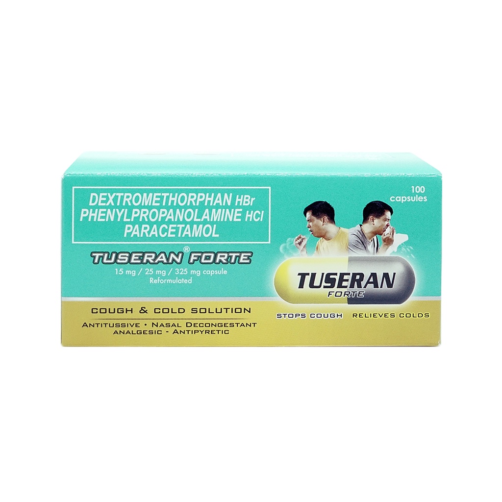 Tuseran Forte 15/25/325mg Cap (4 pcs/pack) cough & cold solution | Shopee Philippines