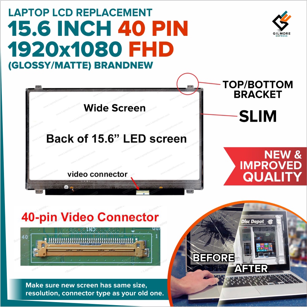 15.6 Inch 40 Pins 1920x1080 FHD Slim Type Top-Bottom Bracket / Laptop ...