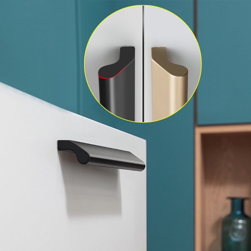 Black Matte Gold Grey Cabinet Handles Solid Aluminum Alloy Kitchen ...