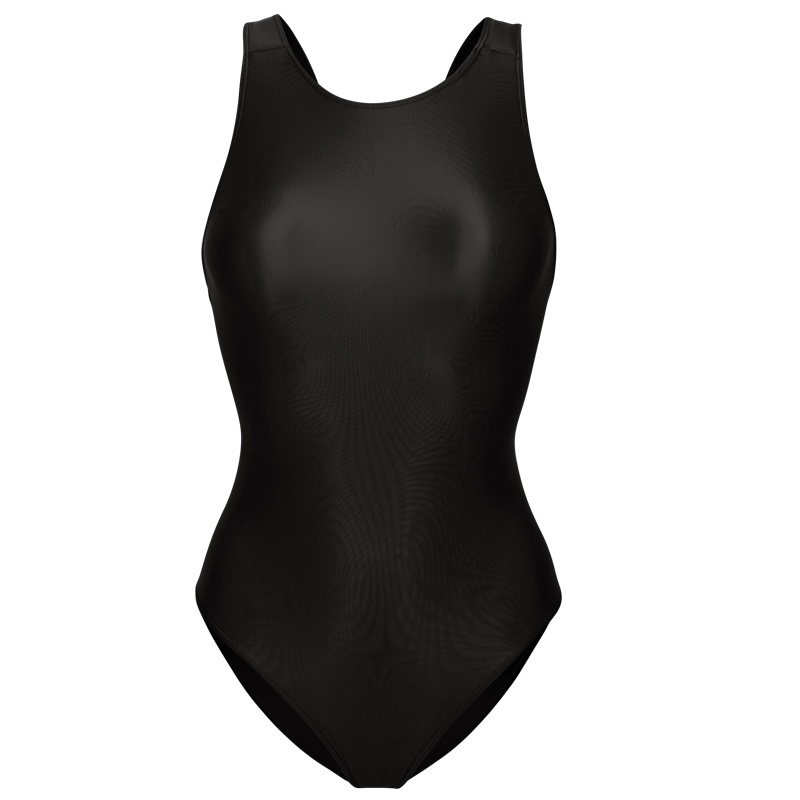 Sexy Glitter Shiny Women One Piece Crotchless See Through Swimsuit Oily Tight Backless Plus Size