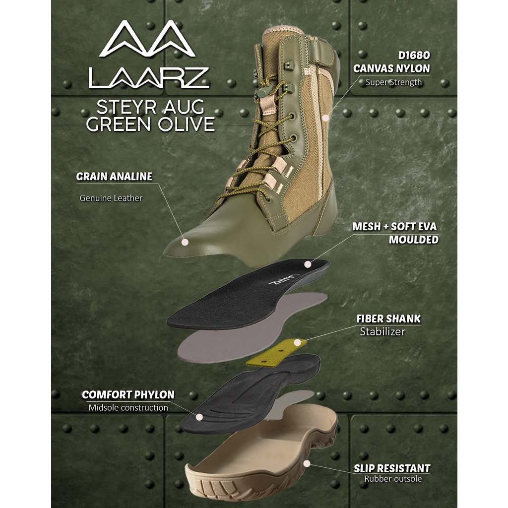 Tactical Boots/PDL Shoes - LAARZ STEYR AUG (Green/Black) ORIGINAL ...