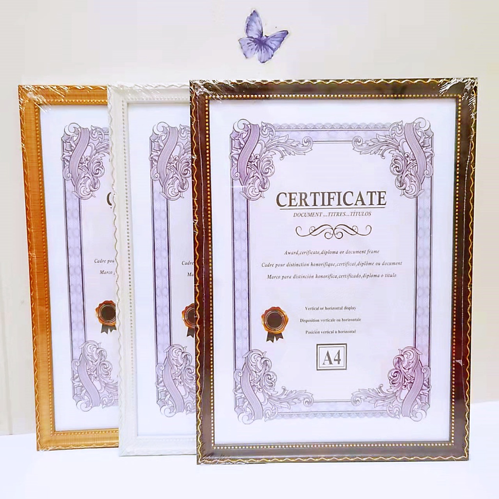 PVC A4 BLACK/WHITE/GOLD CERTIFICATE FRAME /8.5*11 inches Photo frame ...