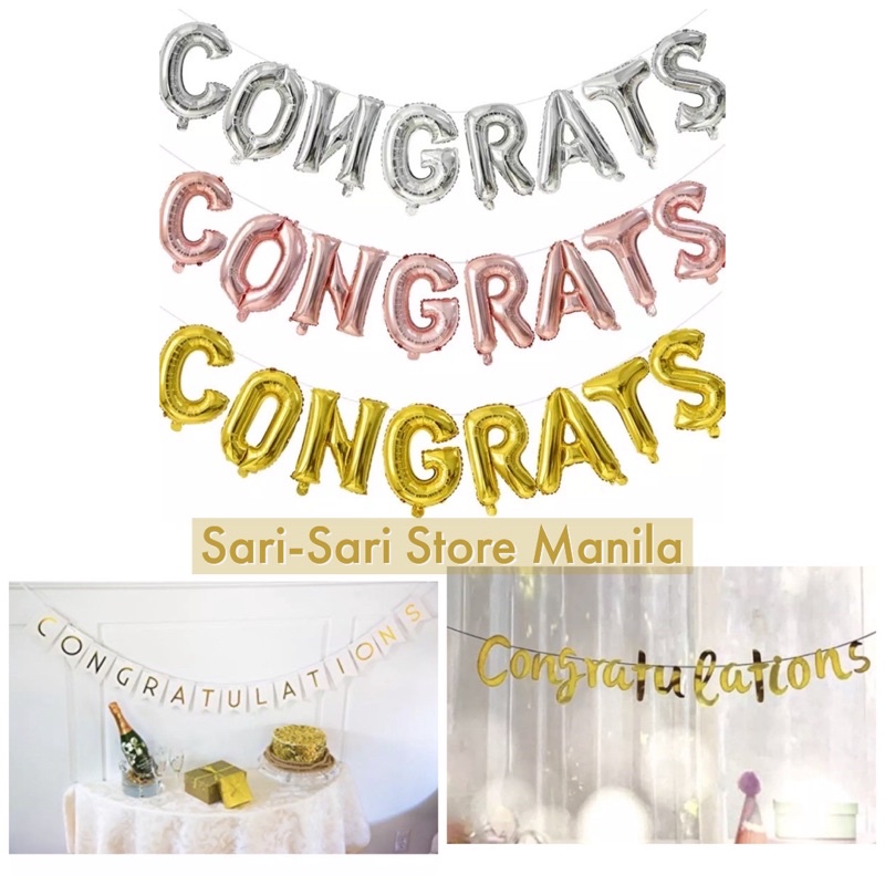 Congrats foil balloon congratulations banner birthday graduation ...