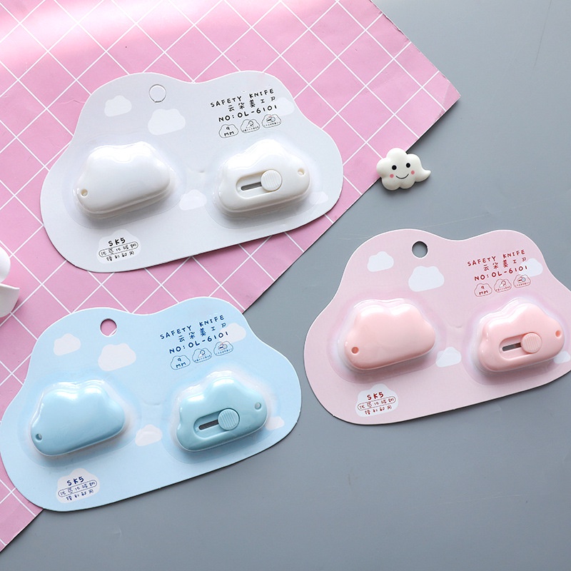 2pcs Mini Cloud Utility Knife 9mm Steel Blade Paper Cutter Opener for ...