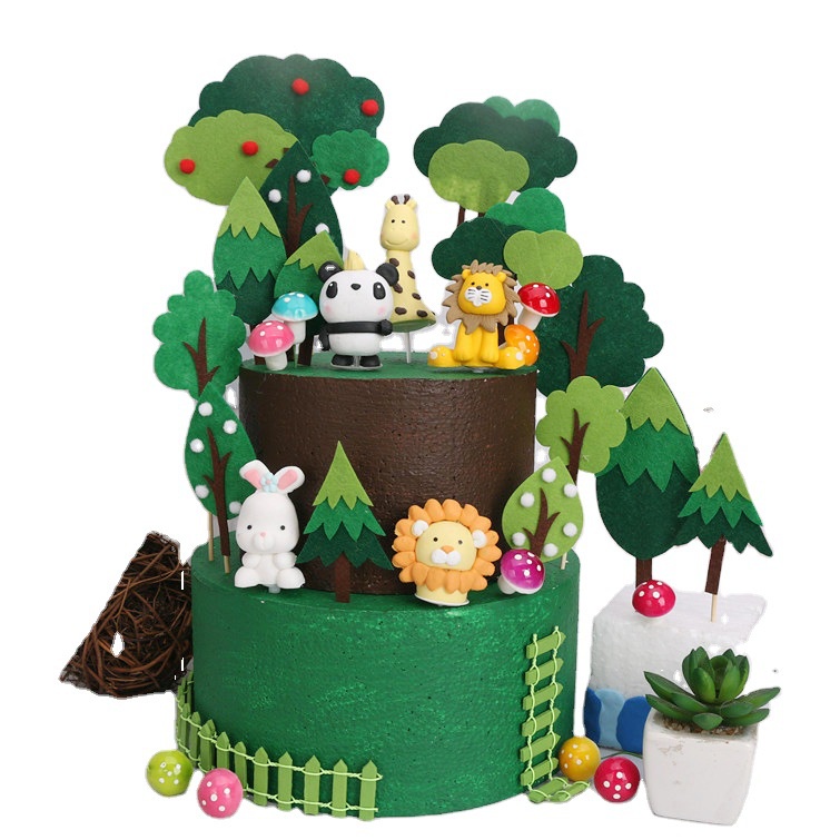 Woodland Green Trees Cake Topper Handmade Woodland Theme Felt tree Cake ...