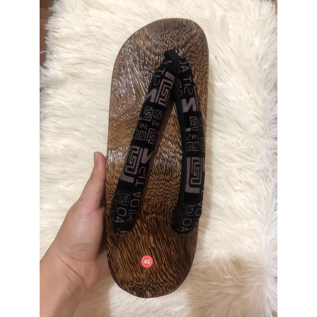 Japanese style clogs slippers male cosplay paulownia round head clogs ...