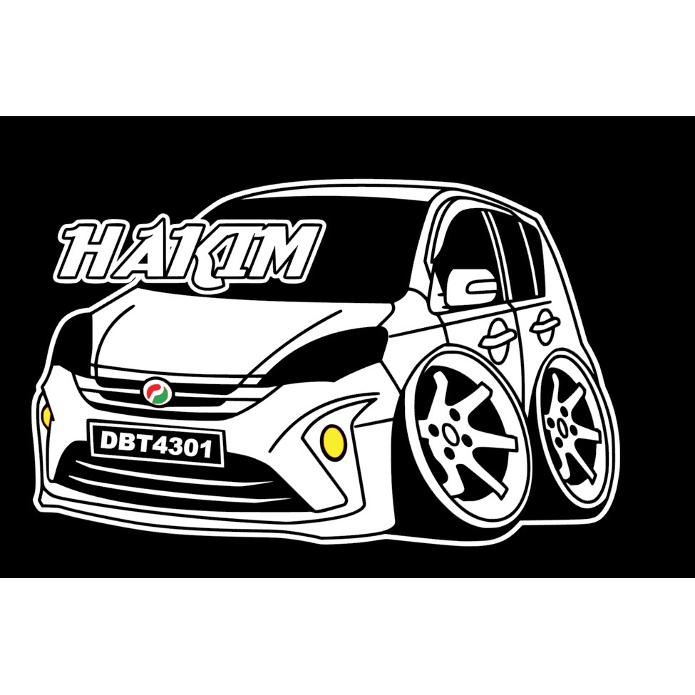 Perodua Alza Train Sticker Ready With Owner's Name & Number Plate ...