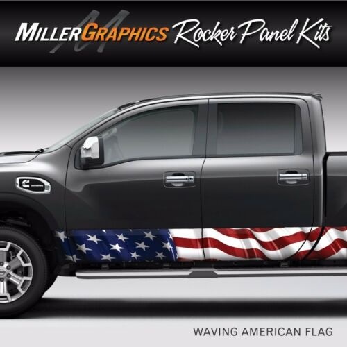 1Set American Flag Waving Rocker Panel Graphic Decal Wrap Kit for Truck ...