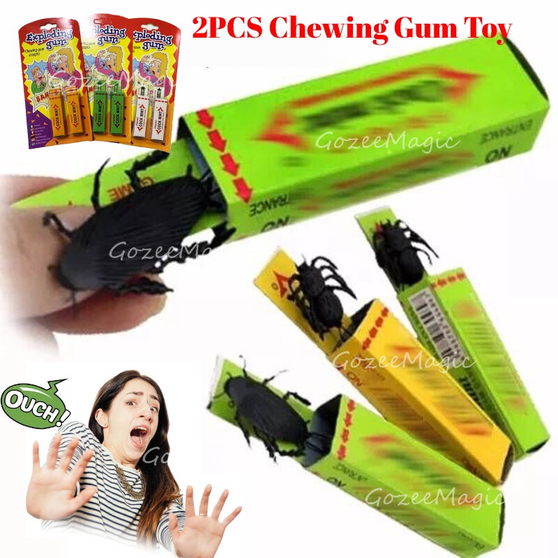 2pcs Funny Joke Chewing Gum Toy Prank Trick Gag Cockroach/Spider/Rat ...