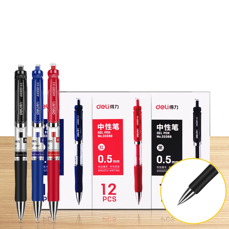 Deli 1Pieces Retractable Gel Ink Pen 0.5mm Student Officce School ...