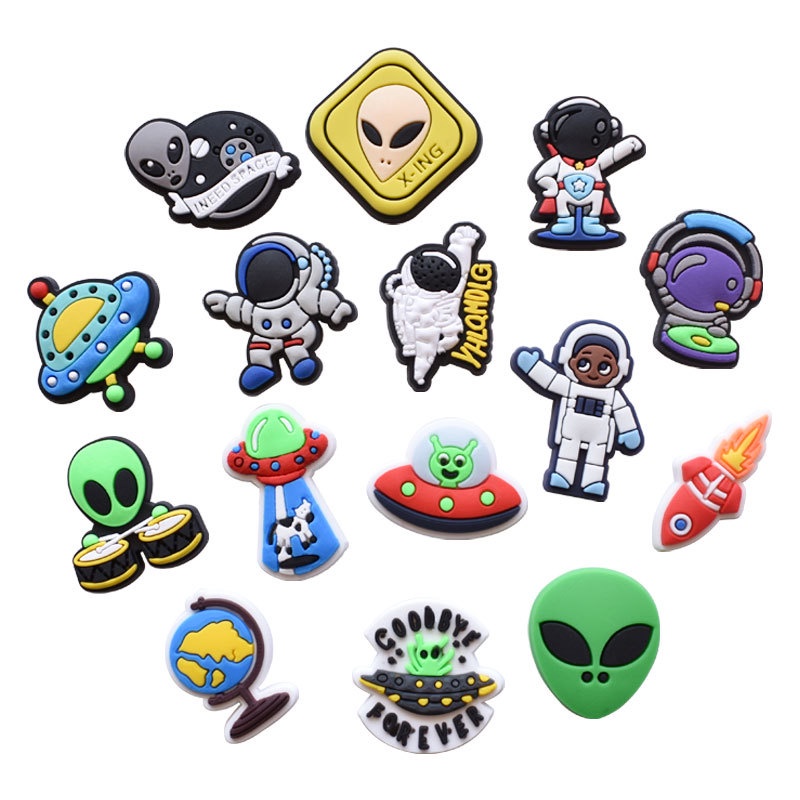 Crocs Boy UFO Alien skateboard jibbitz charm pins for shoes bags cod ...