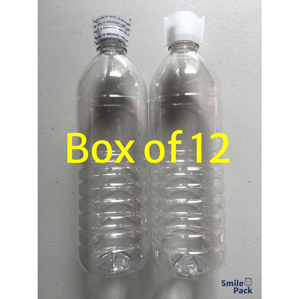 1L PET Plastic Bottle 1 liter - BOX of 12 pcs 1000 ml with Caps and ...