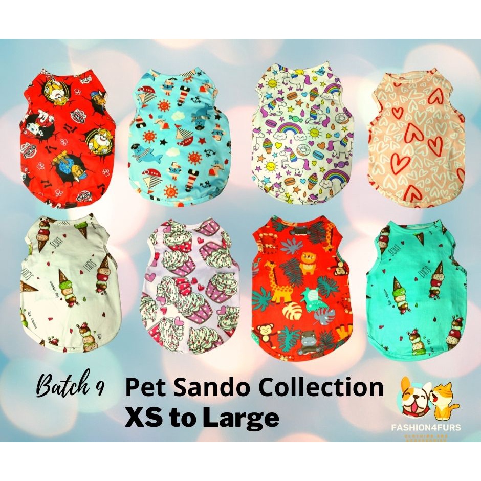 Batch 9 Pet Clothes Colorful Puppy Clothing Fashion Dog Sando - XS to ...