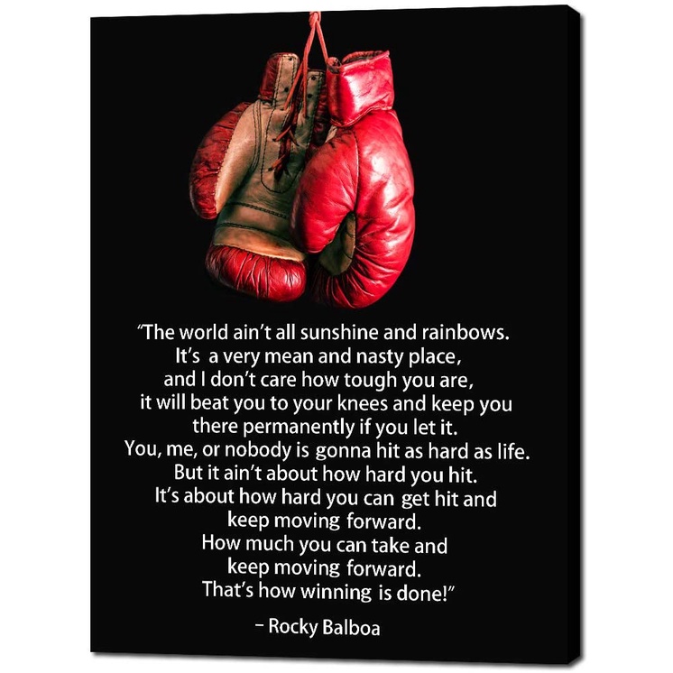 Boxing Champion Motivational Quote Wall Art Rocky Balboa Movie Poster ...