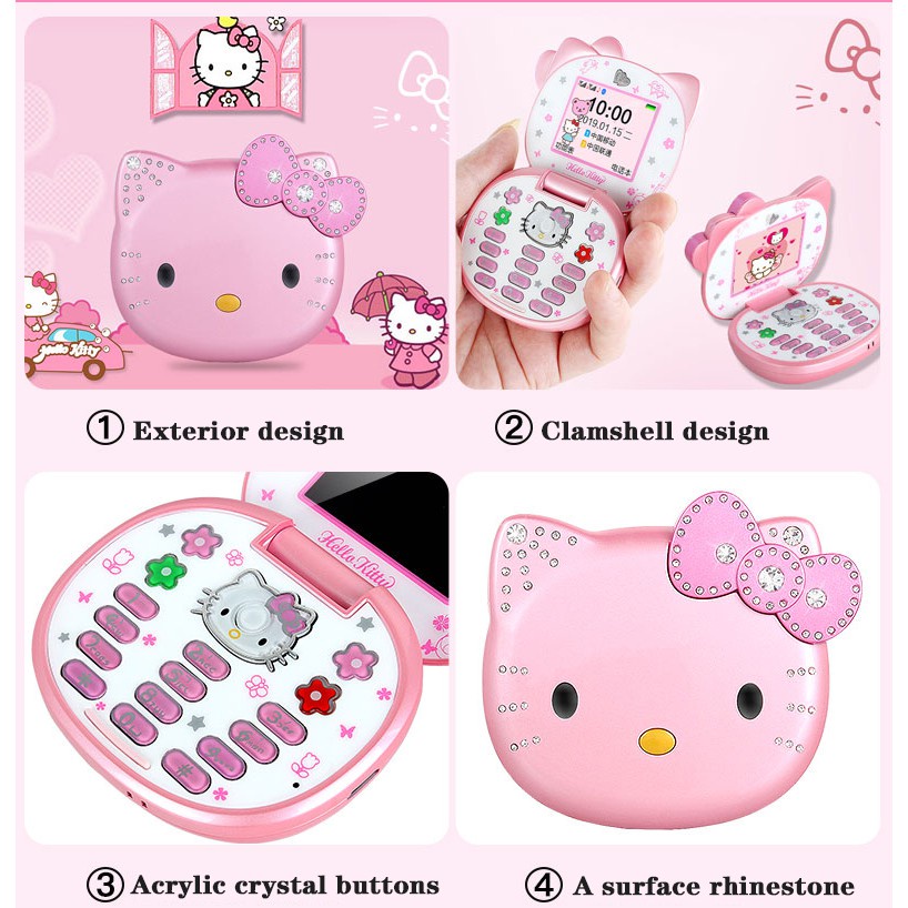 Mini phone cute Hello-Kitty K688 children's cell phone flip smart chip ...