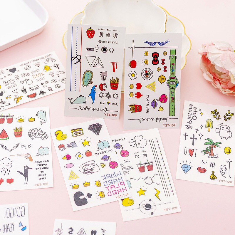 25 Cute Tattoo Stickers 10x6, 7x5 Cm | Shopee Philippines