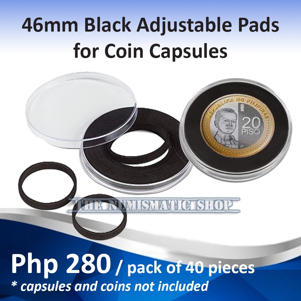 Black EVA Adjustable Foam Pads for 46mm Coin Capsules - 40 pieces in a ...