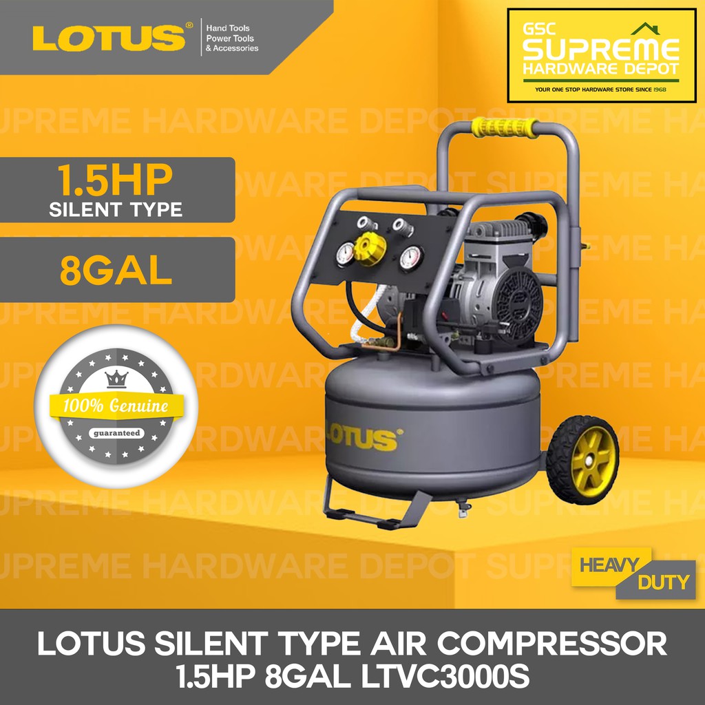 Lotus Silent Type Air Compressor 1.5HP 8GAL LTVC3000S | Shopee Philippines