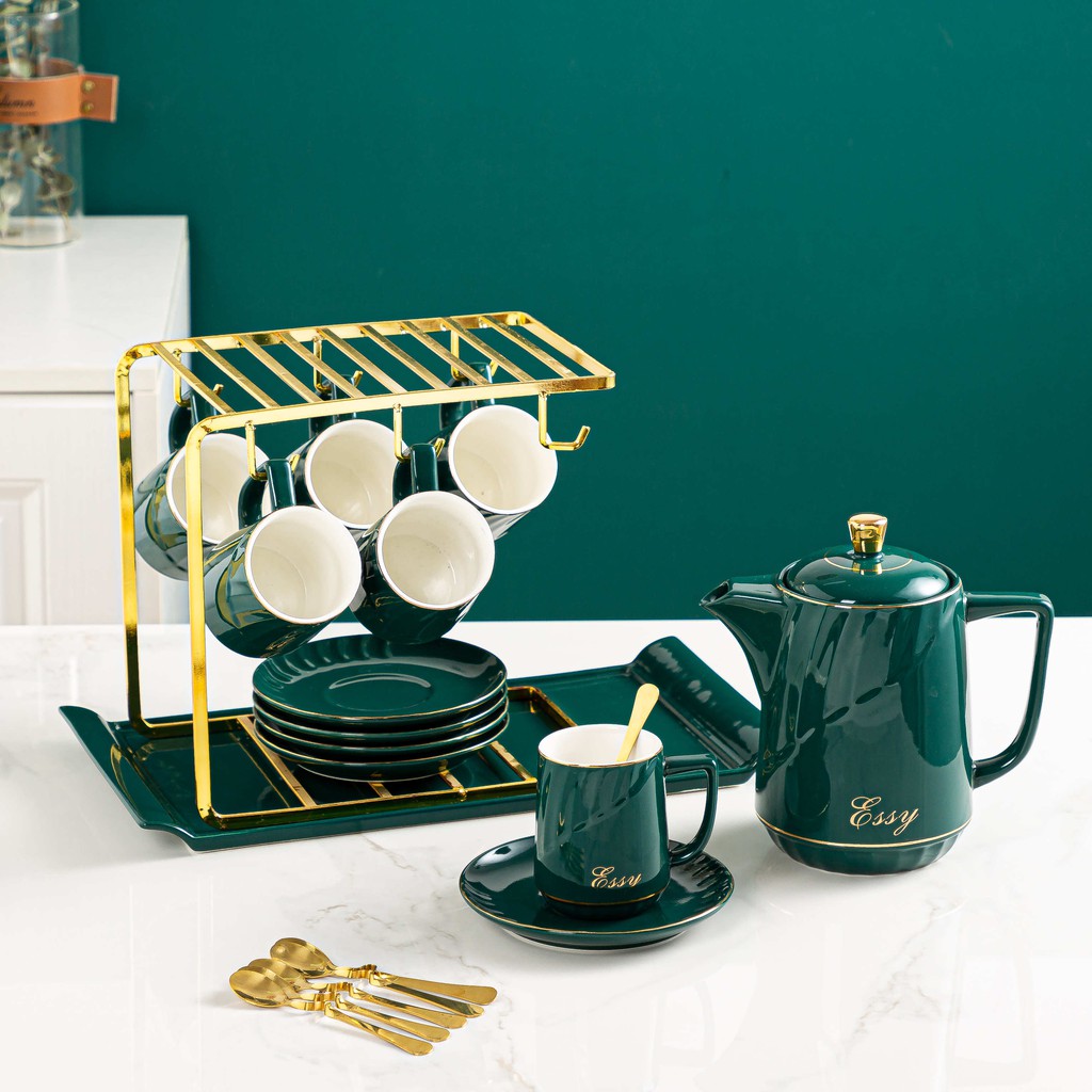 14 Pcs Luxury Elegant Teapot and Teacups Set | Shopee Philippines