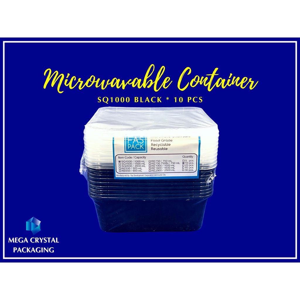 [ 10 Pcs ] Microwavable Container SQ 1000 - Square 1000 ml / 40 oz ...