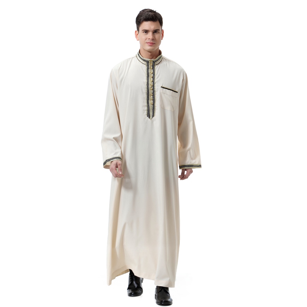 New Solid Arabic Long Robes For Men Saudi Arabia Jubba Thobe Kaftan ...