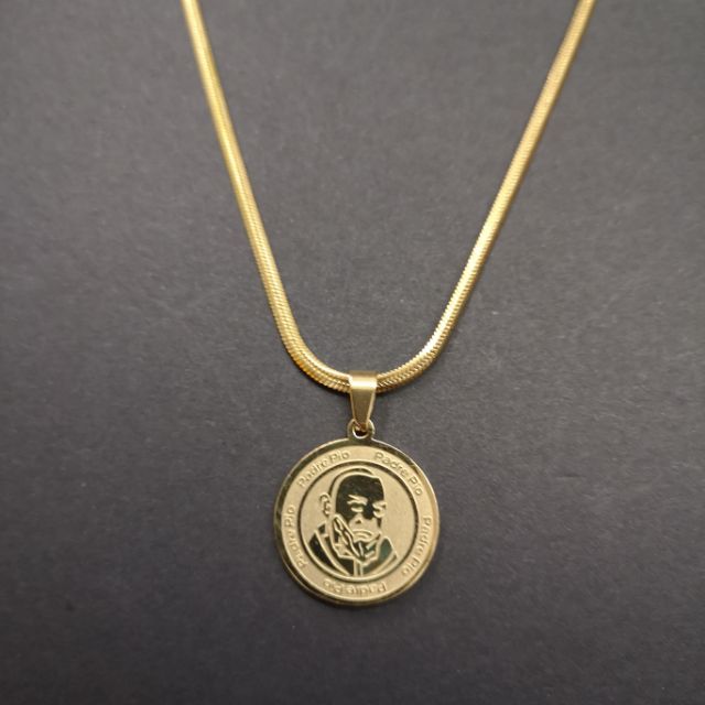 SGI fashion jewelry 24k stainless steel gold plated pader pio style ...