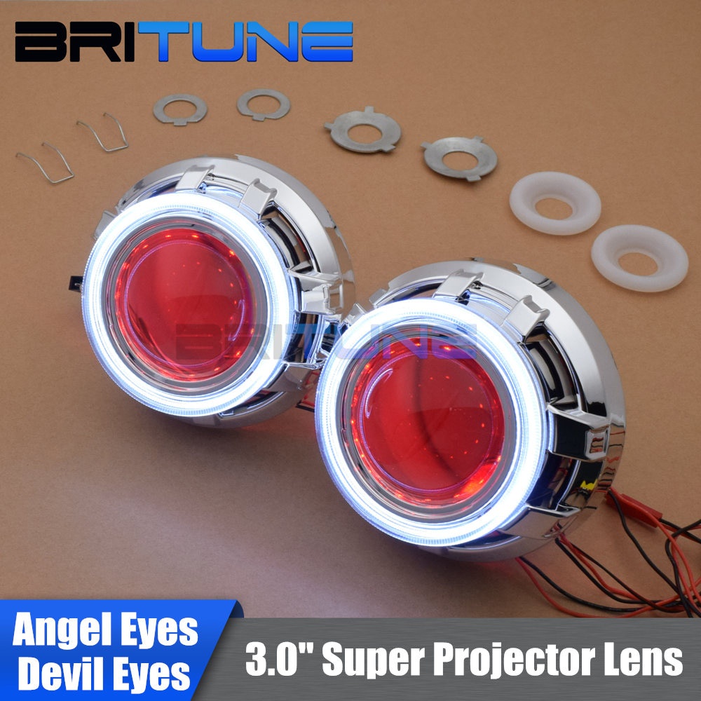 Britune Car Lens Angel Devil Eyes Bi-xenon Projector 3.0 inch Metal ...