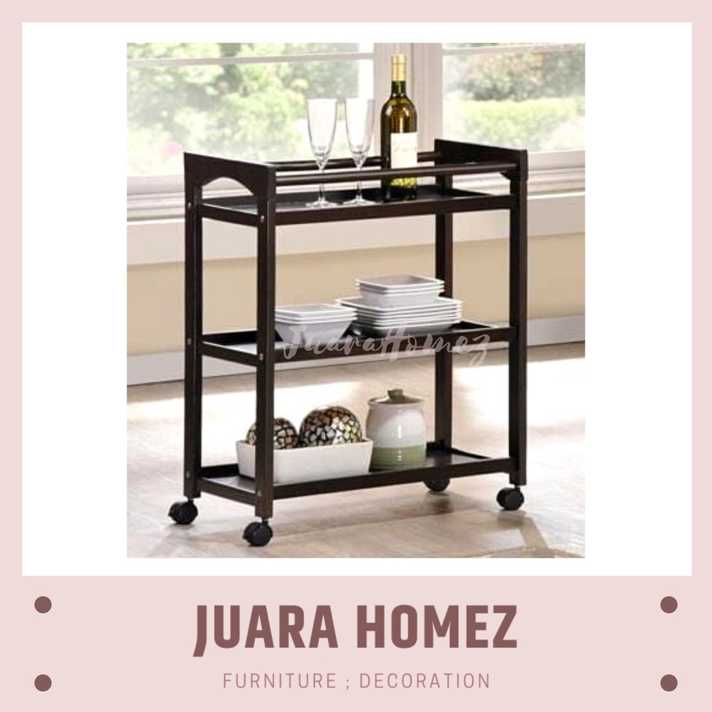 3 TIER WOODEN TROLLEY / TROLI 3 TINGKAT/TROLI/TROLI BARANG/TROLI IKEA ...