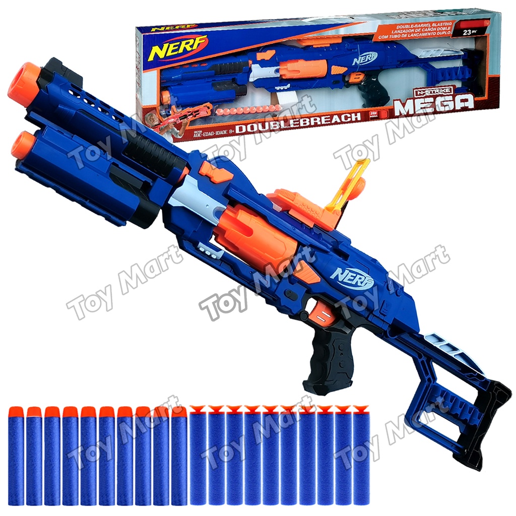 NF N-Strike Mega Double-Barrel Electric Blaster Toy Gun With 20Pcs Soft ...