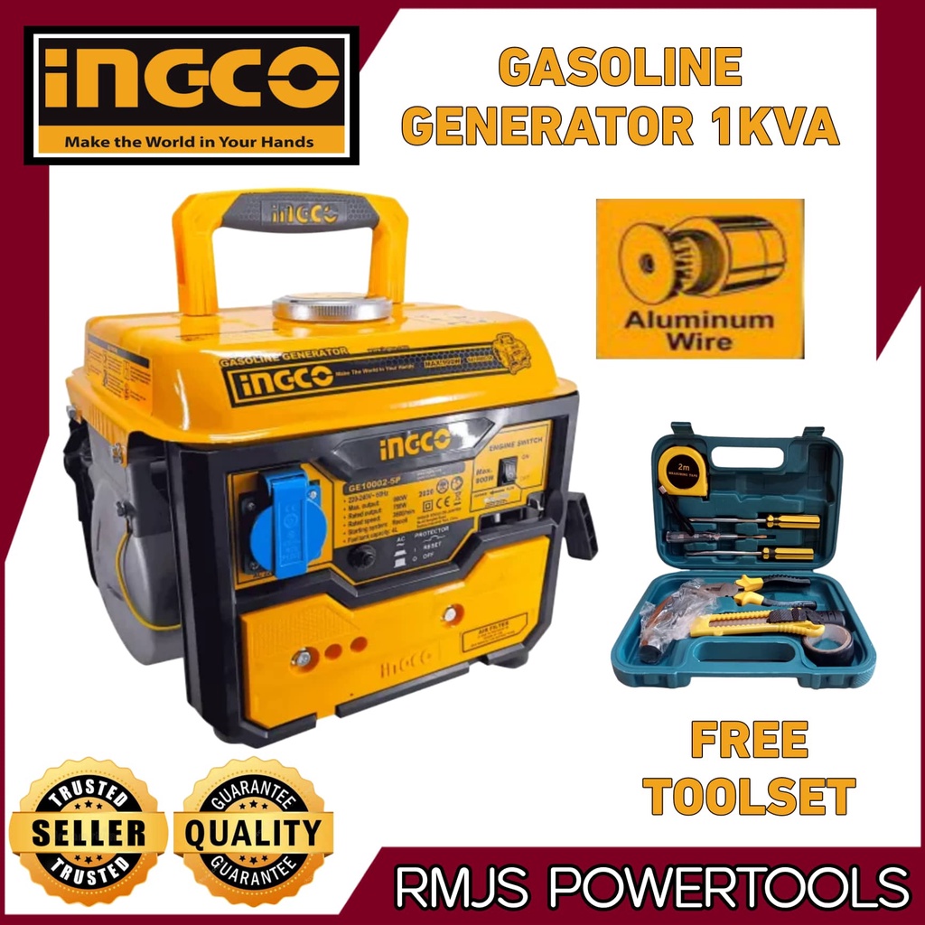 INGCO 900W 1KVA Portable Gasoline Generator 2 Stroke Engine Open Type ...