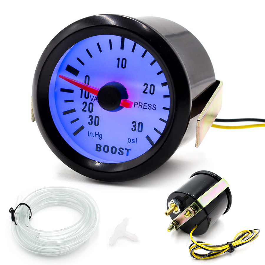 12V 52mm 30 PSI Pressure Vacuum Turbo Boost Gauge Pointer Dials Meter ...