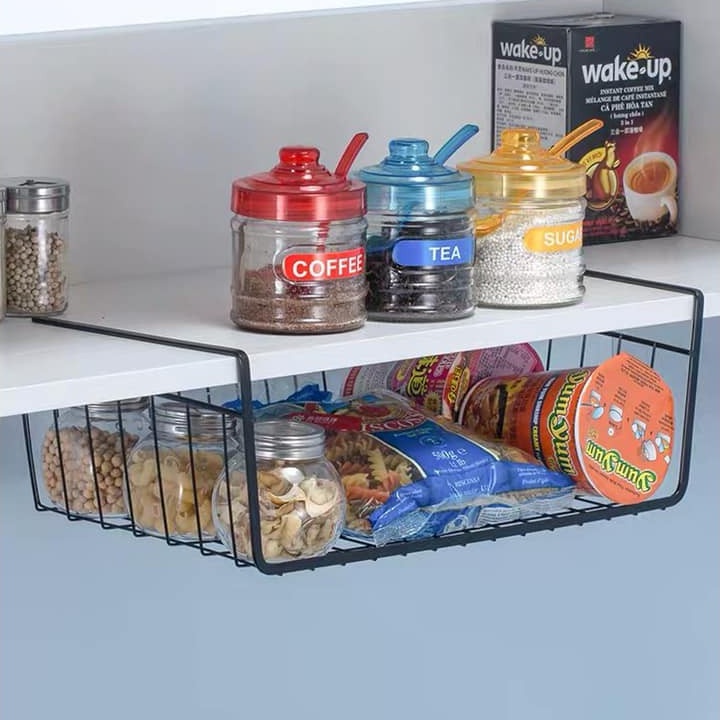 U-GOODS Under Shelf Table Storage Basket Rack Desk Wire Cabinet Hanging ...