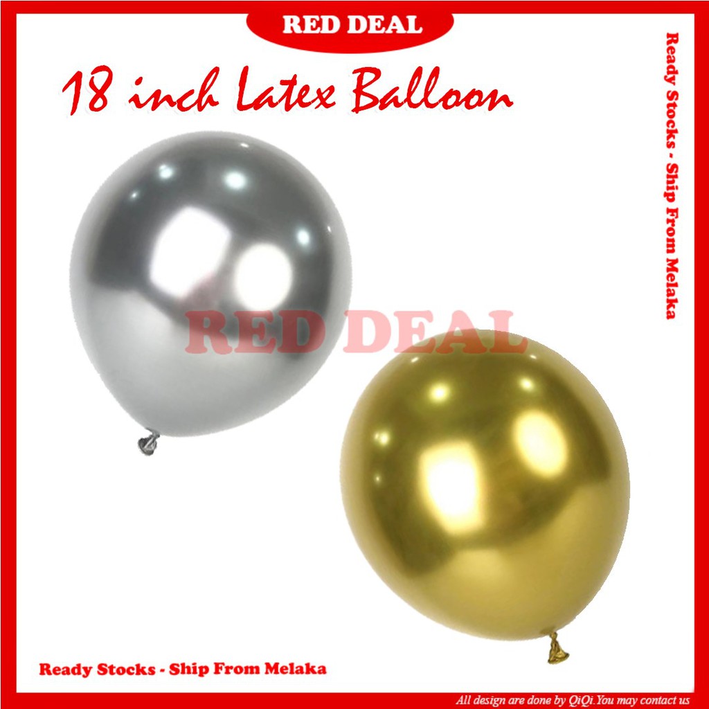 Huge 18 inch Chrome Latex Balloon Gold and Silver suitable for Arch ...