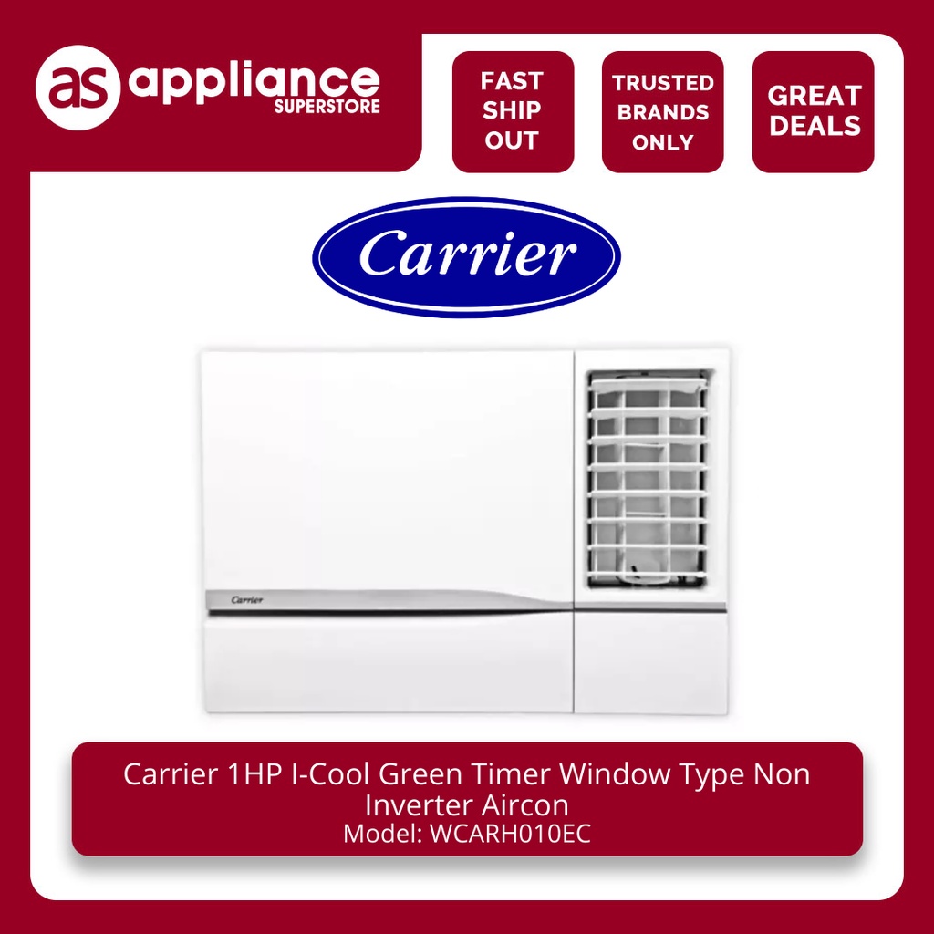 Carrier 1HP I-Cool Green Timer Window Type Non Inverter Aircon ...