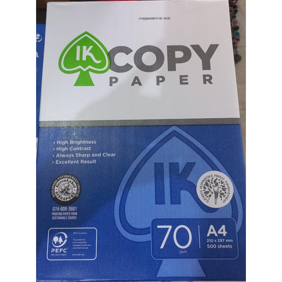 A4 Paper 70 gsm IK Copy Paper / A4 Paper 210 X 297 mm 70 gsm / Print ...